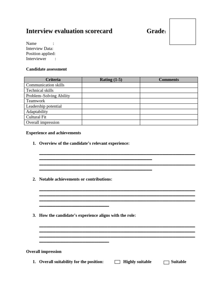 Interview Evaluation | PDF