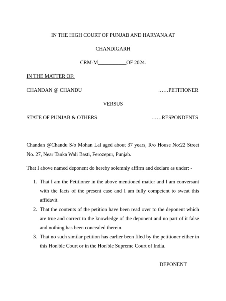 affidavit chandan Chandu | PDF