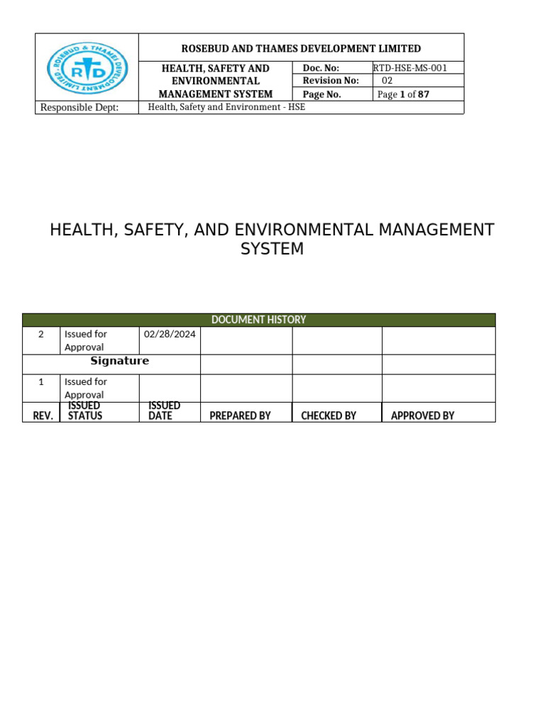 RTD -HSE-MS-001 HSE Management System Rev 002 (002) | PDF ...