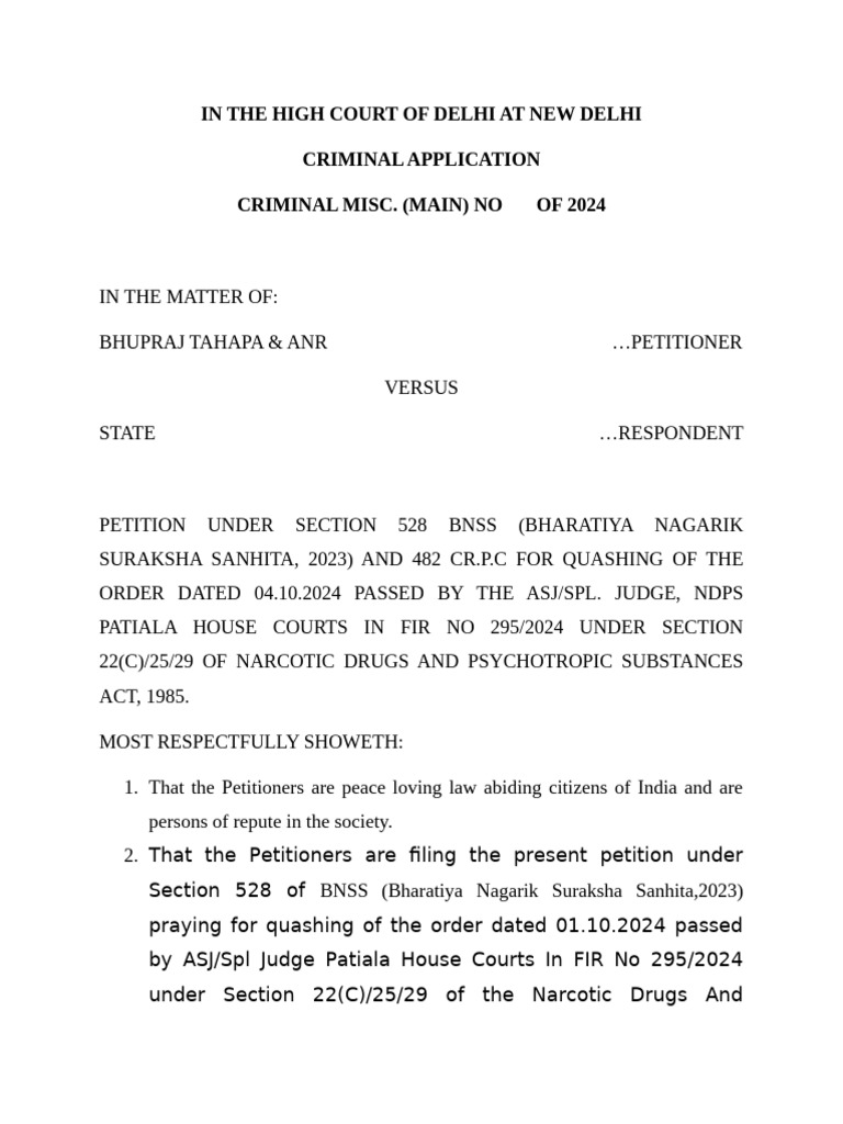 Quash Order in NDPS Case 2024 | PDF | Crimes | Crime & Violence
