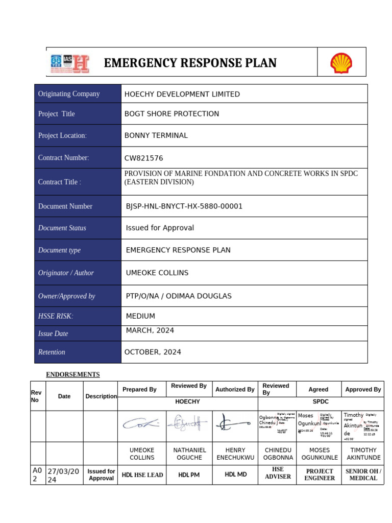 EMERGENCY RESPONSE PROCEDURE_BOGT SHORE PROTECTION_HDL (1) | PDF ...