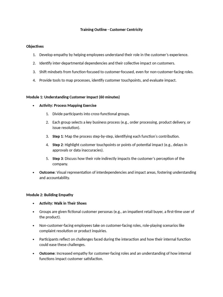 Customer Centricity Outline | PDF | Customer Satisfaction | Customer
