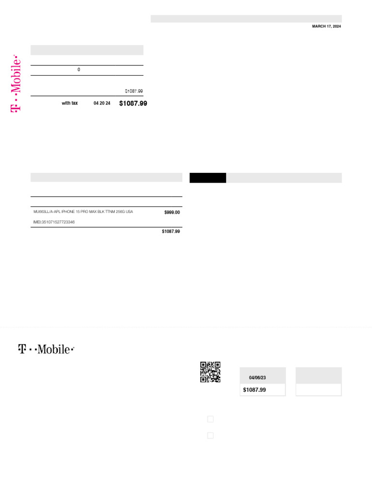 T-Mobile EasyPay Enrollment Statement | PDF | Fee | Cheque