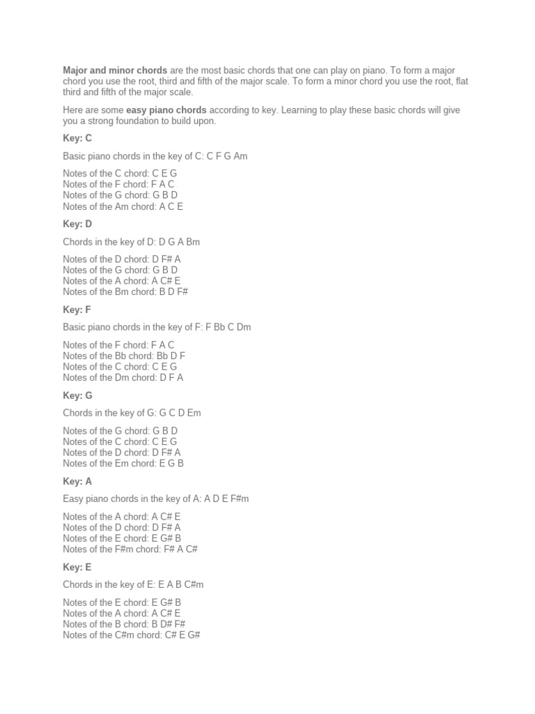 Major and minor chords | PDF