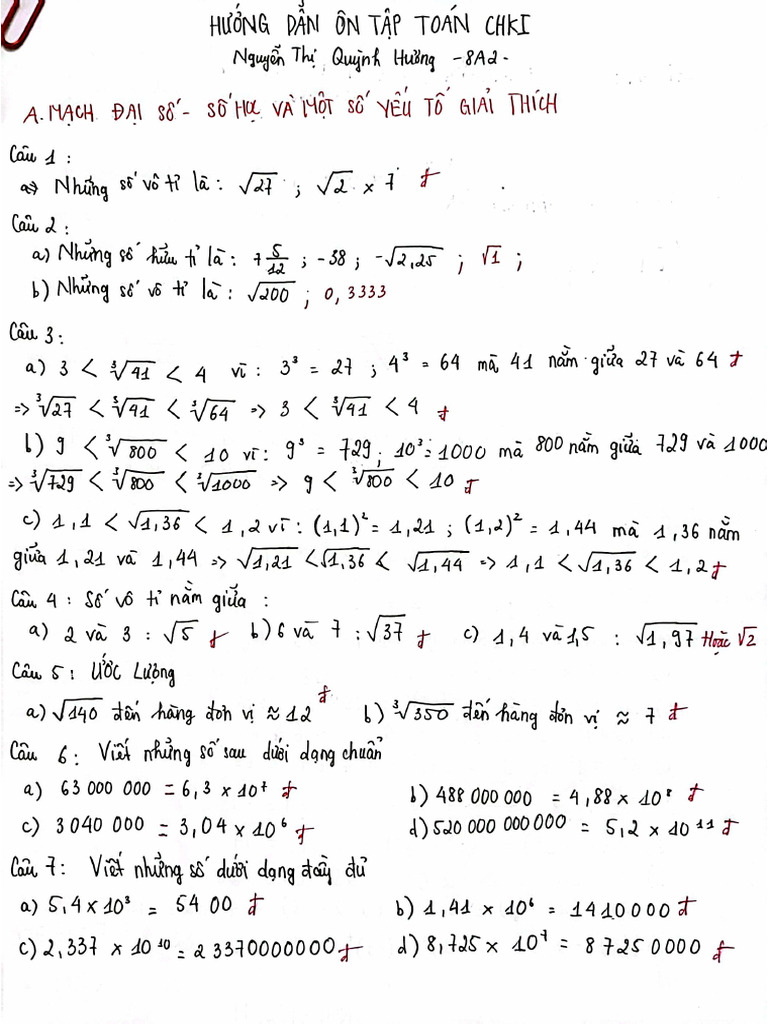 Đáp án tham khảo HDOT Toán 8 | PDF