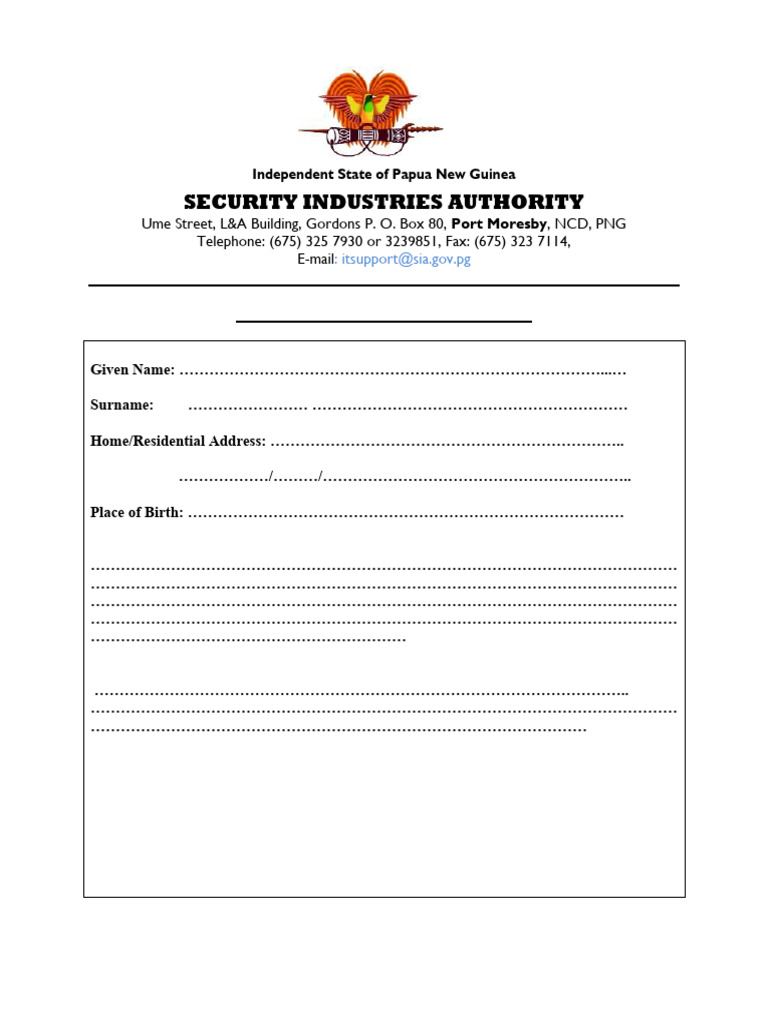 Security OfficerGuard Profile Form | PDF