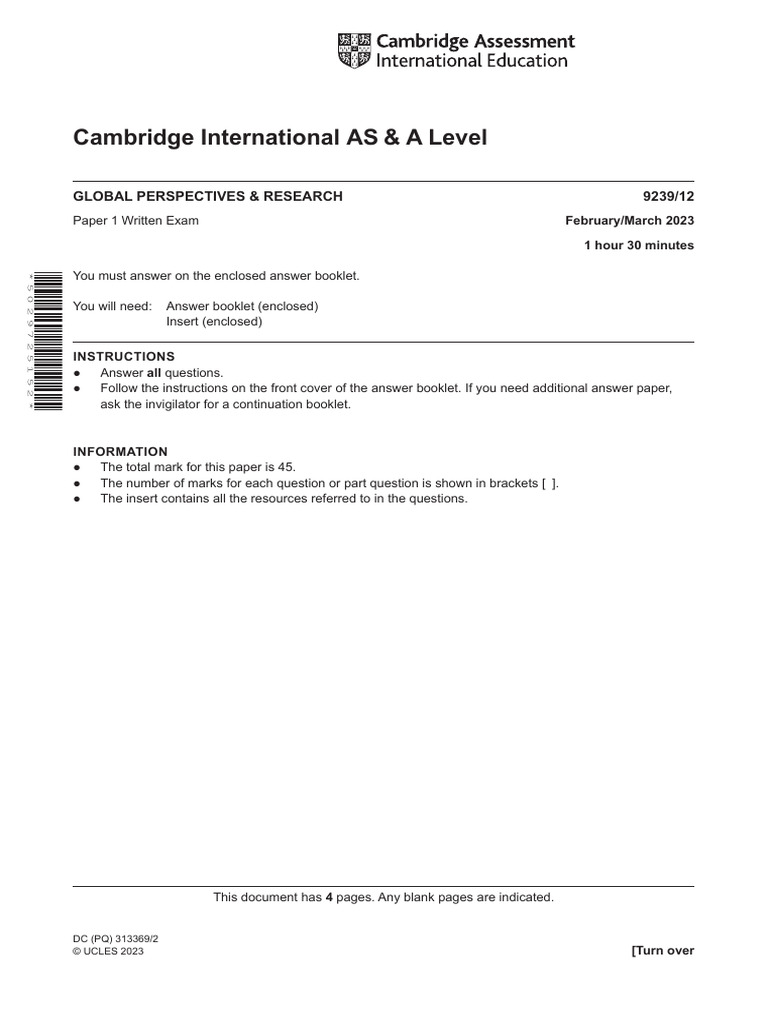 Cambridge International AS & A Level: Global Perspectives & Research ...