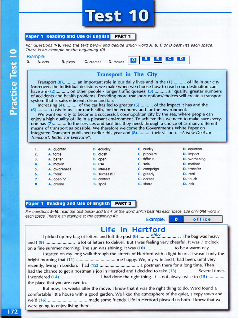 UoE & Reading Test 10 | PDF
