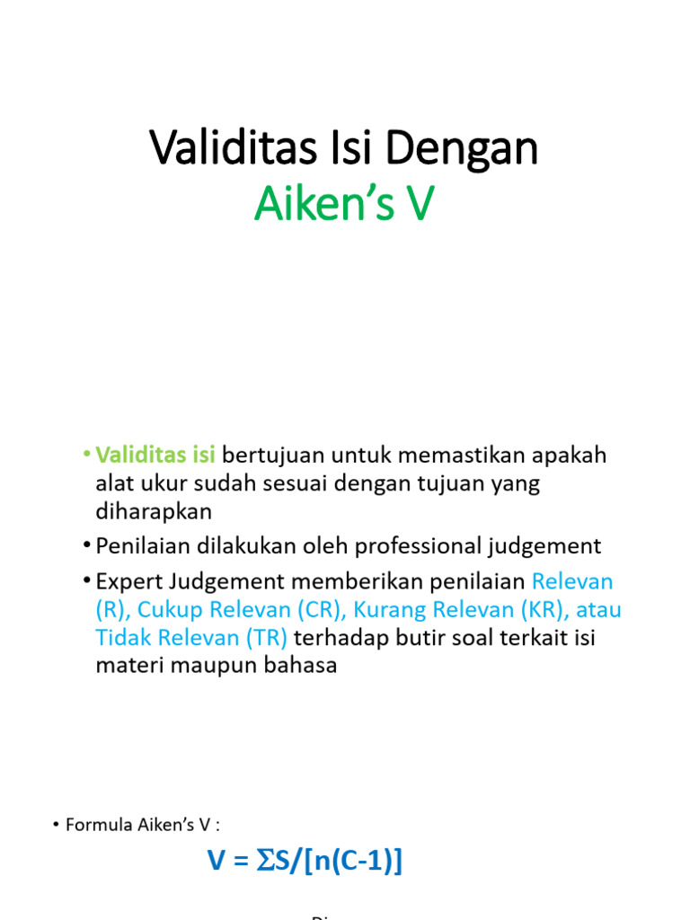 Pengantar Validitas Isi Dengan Aikens | PDF