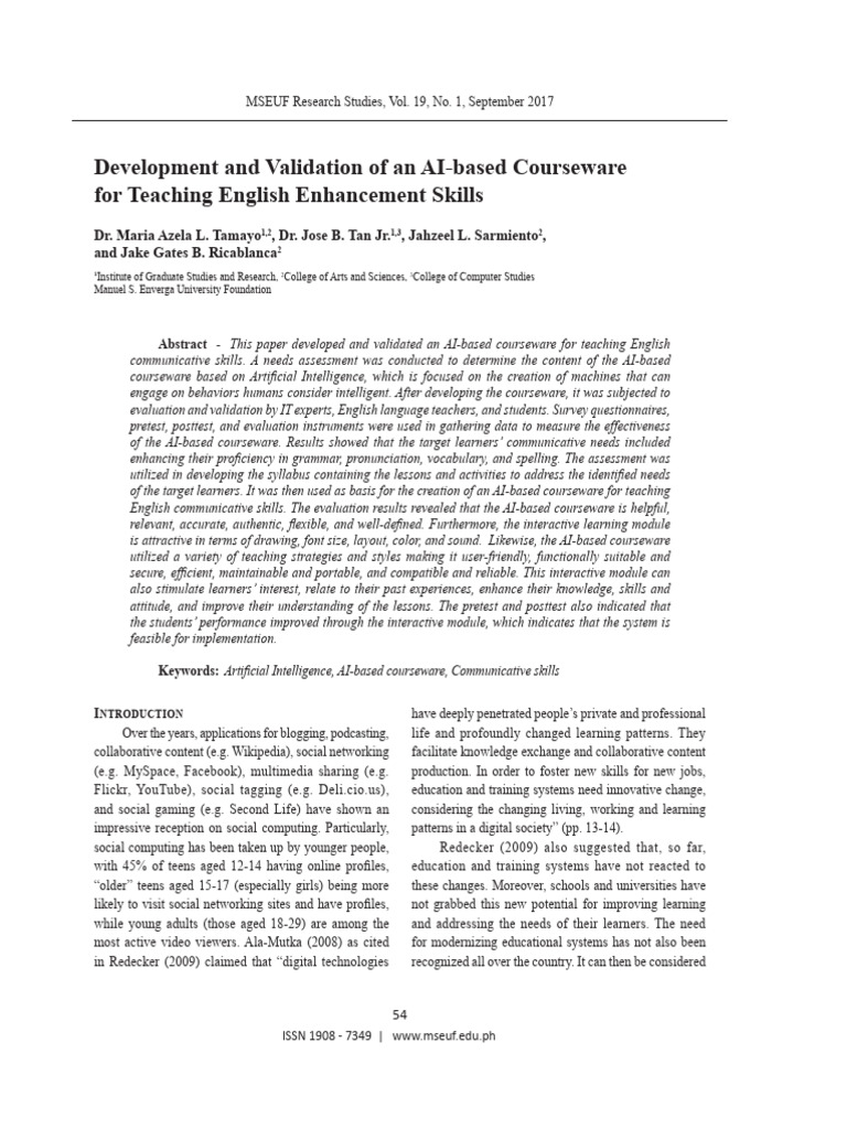 Development and Validation of An AI-based Courseware For Teaching ...