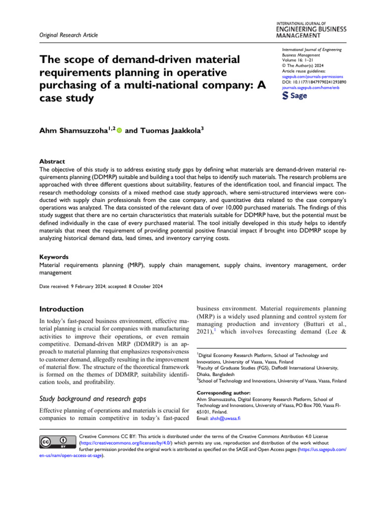 The_scope_of_demand-driven_material_requirements_p | PDF | Methodology | Sampling (Statistics)