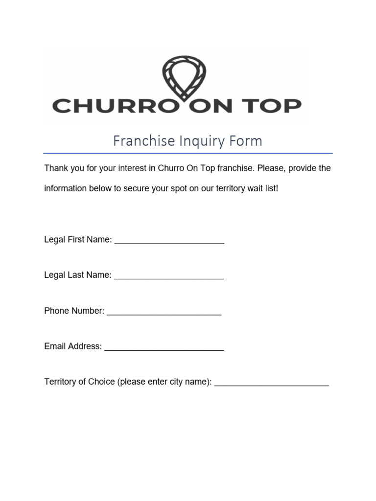 Churro Franchise Inquiry Form | PDF