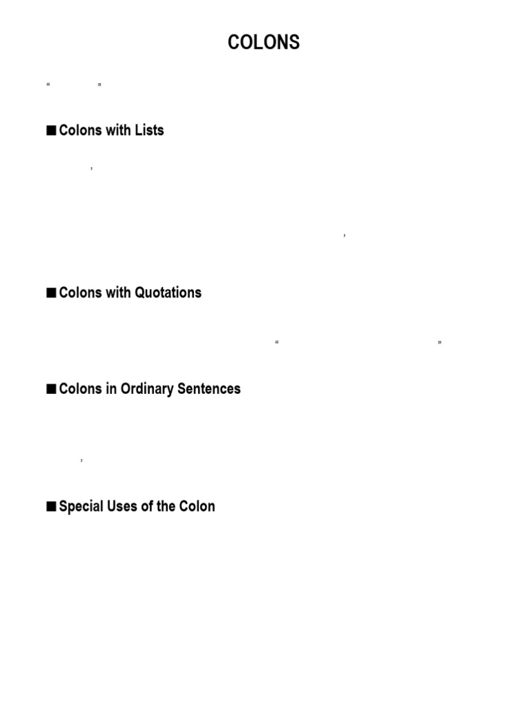 Colons | PDF | Grammar | Language Mechanics