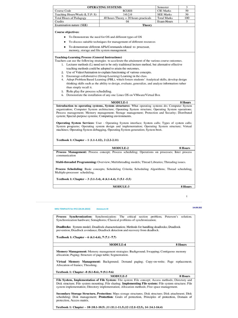 OS & Math Syllabus | PDF