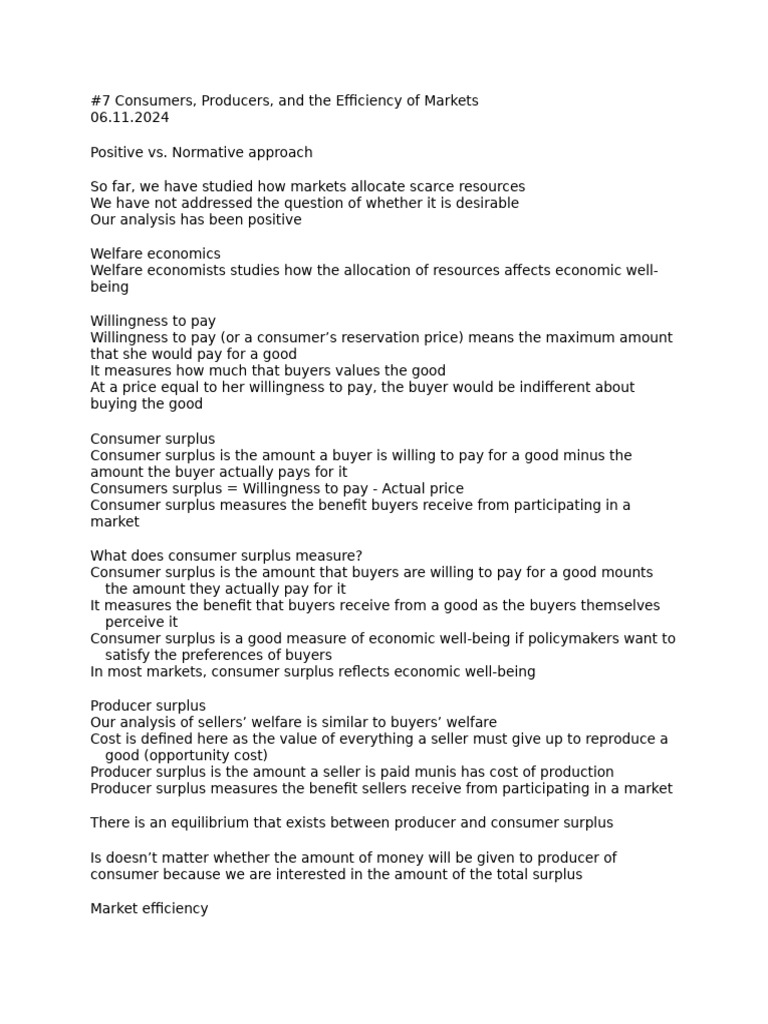 7 Consumers, Producers, and The Efficiency of Markets | PDF ...