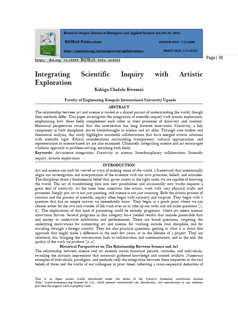 Integrating Scientific Inquiry With Artistic Exploration | PDF | Science | Creativity