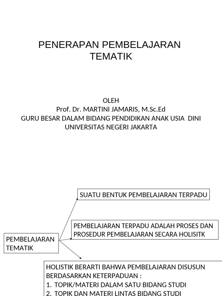 Pembelajaran Tematik - Prof. Martini | PDF