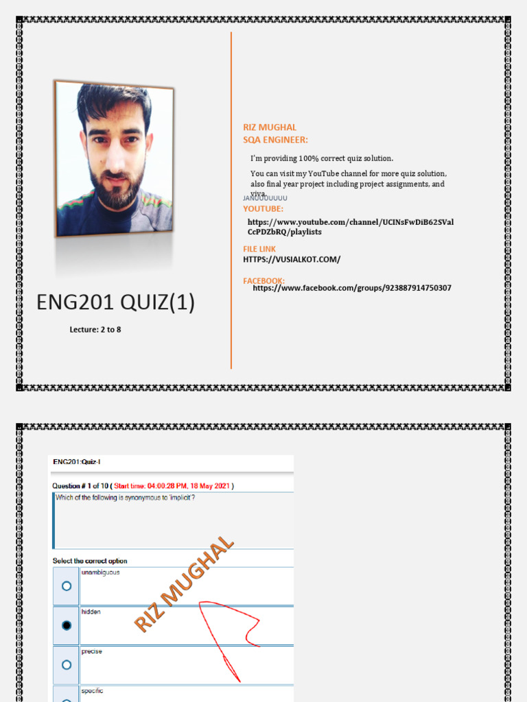 ENG201 Quiz 1-1 | PDF