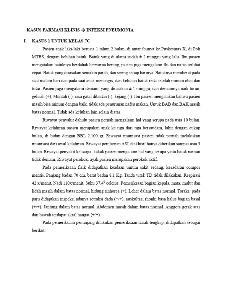 Kasus Pneumonia Kelas 7C & 7D | PDF