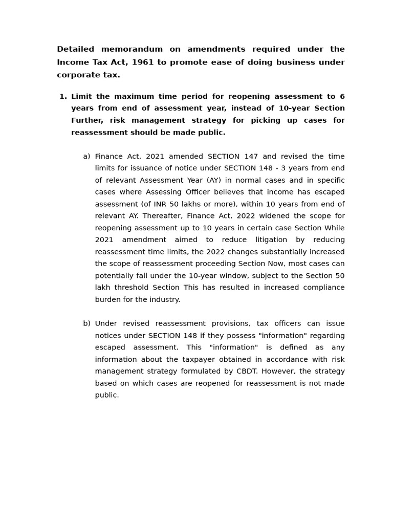 Recommendation On Income Tax Revamp 1 | PDF | Taxes | Income Tax