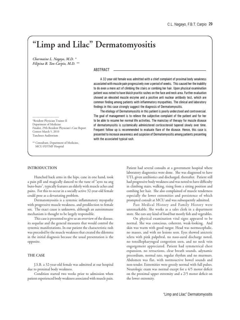 Heliotrope Sign in Dermatomyositis Case | PDF | Diseases And Disorders ...