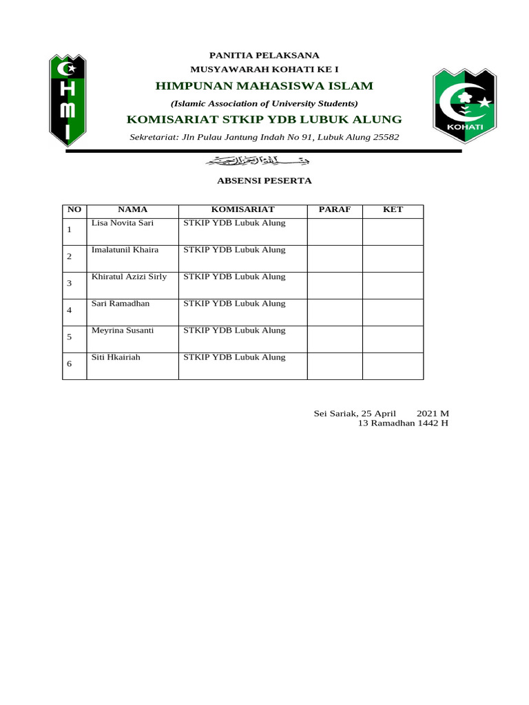 ABSEN RAK 2021-2022 | PDF