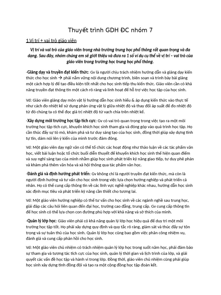 Thuyết trình GDH ĐC nhóm 7 | PDF