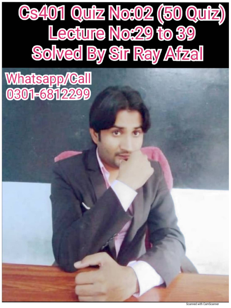 Cs401 Quiz 2 2022 (Solved 50 Quiz) by Sir Ray Afzal | PDF