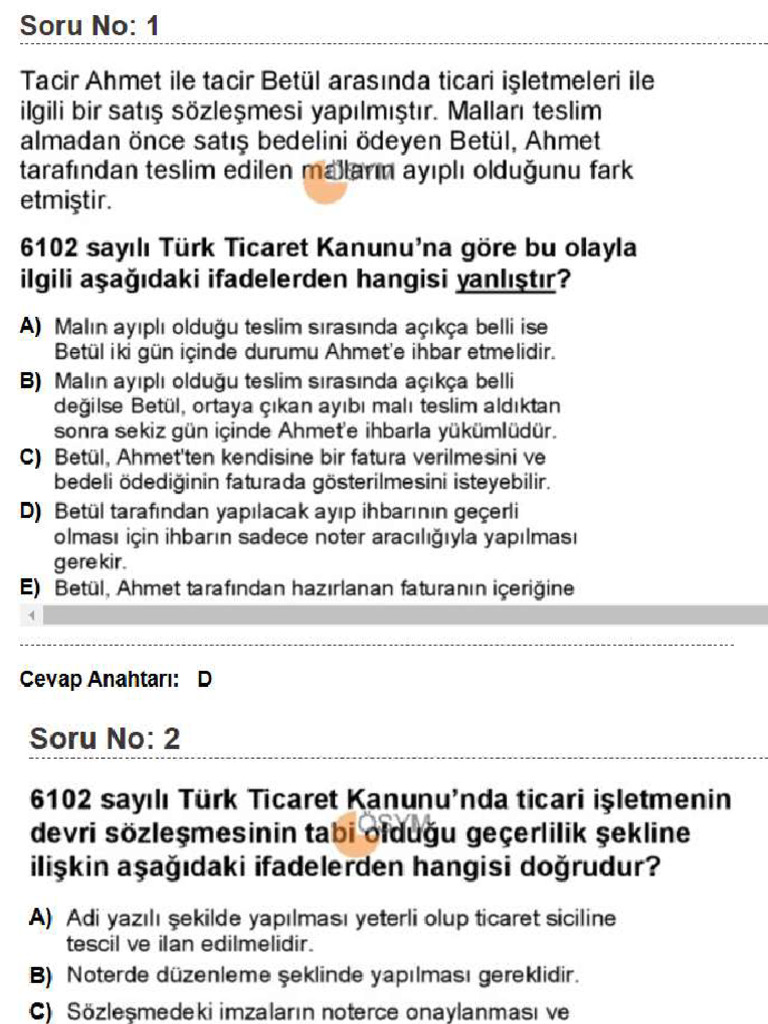 2024 İcra Sinavi Alan Sorulari | PDF