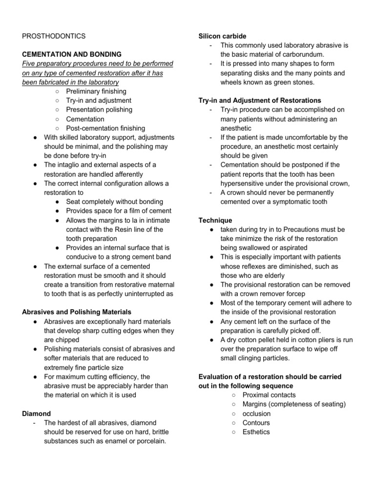 Prosthodontics: Cementation Techniques | PDF | Dentistry | Dentistry ...