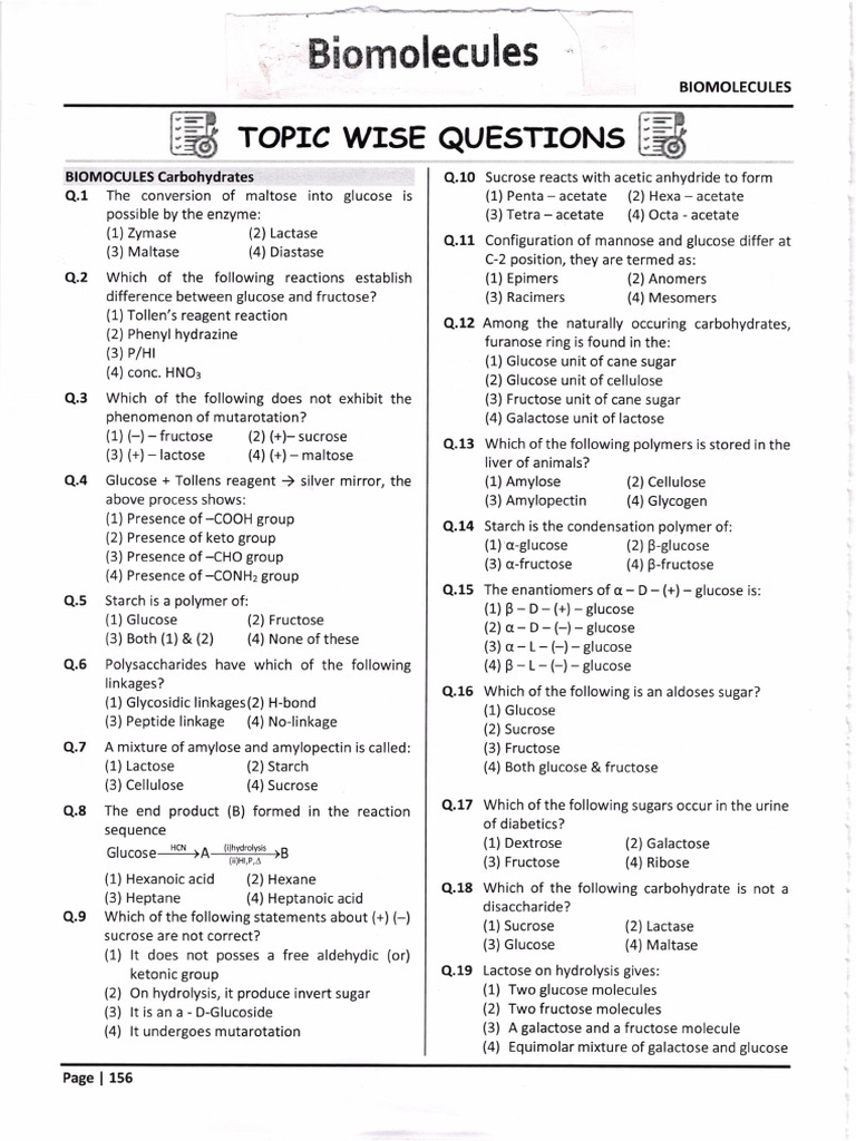 Biomolecules Practice Assignments | PDF | Nucleotides | Glucose