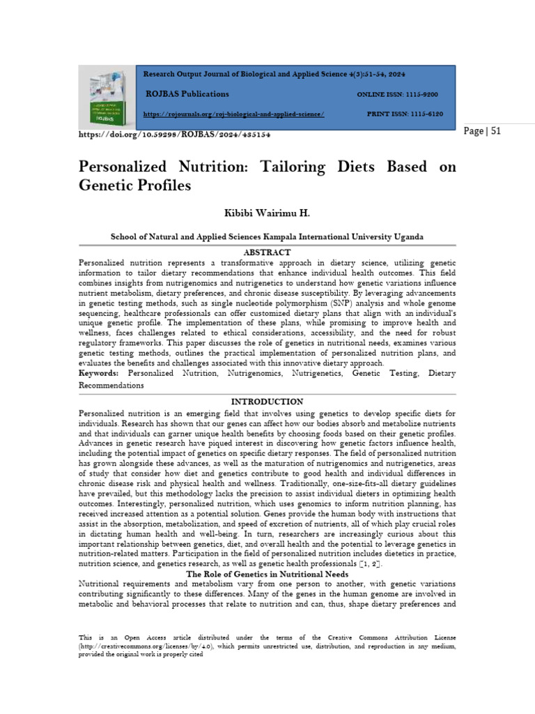 Personalized Nutrition: Tailoring Diets Based On Genetic Profiles (WWW ...