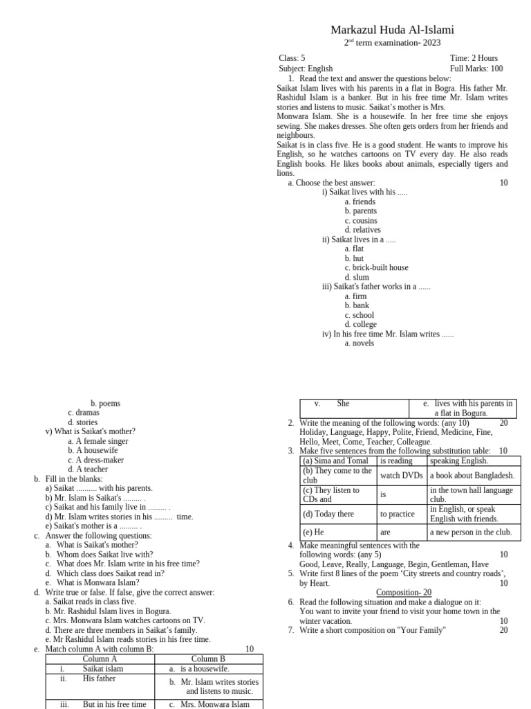 Test 5 English | PDF | English Language