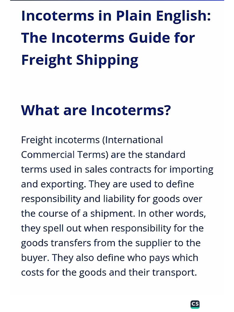 Incoterms | PDF