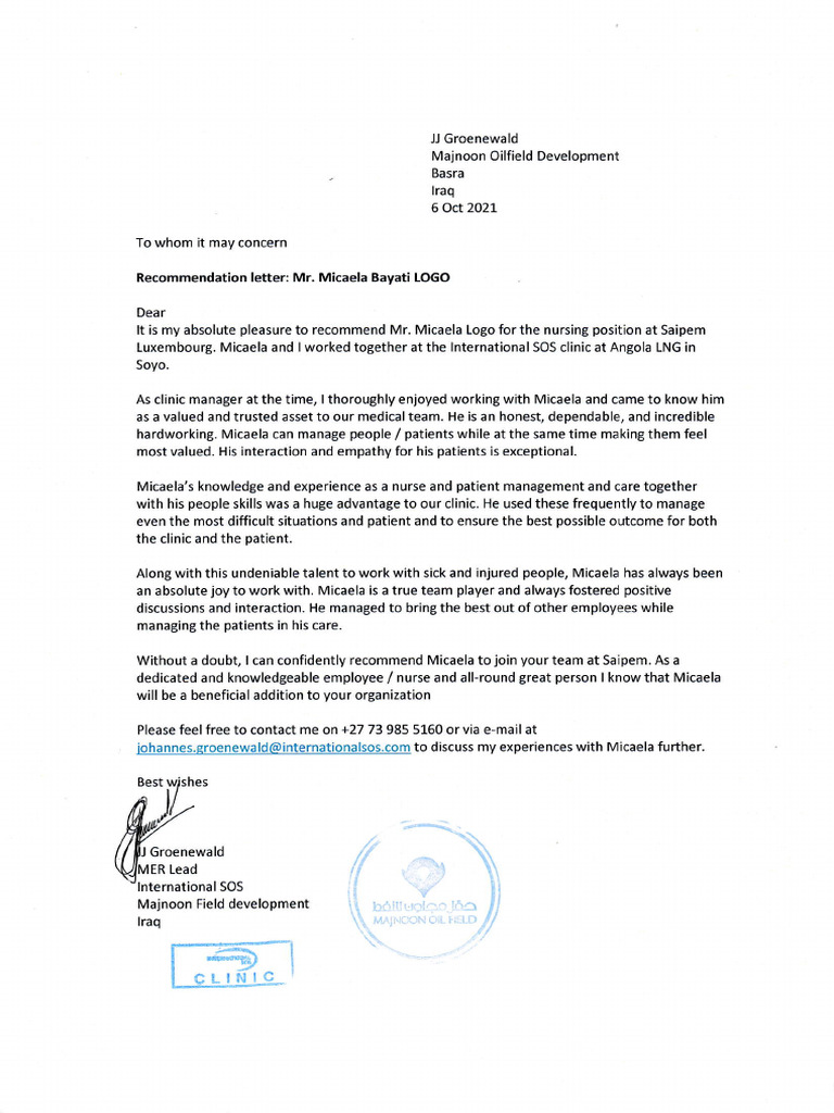 Letter of Recognifications | PDF