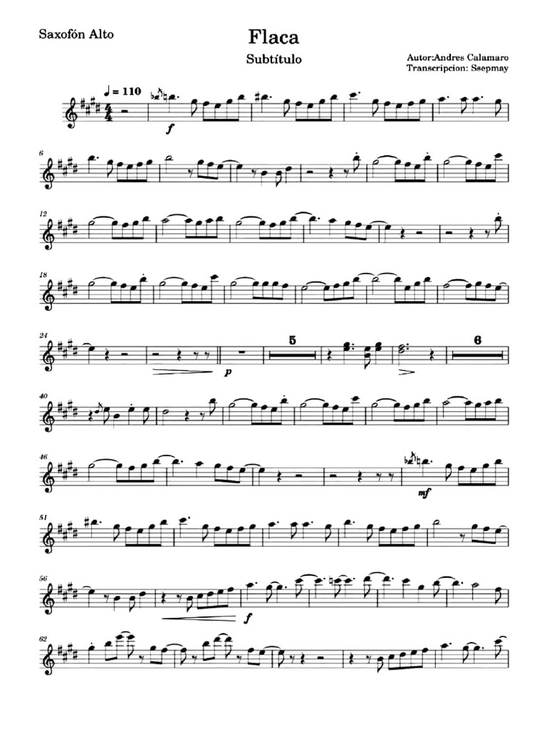 La Flaca Saxo Alto | PDF