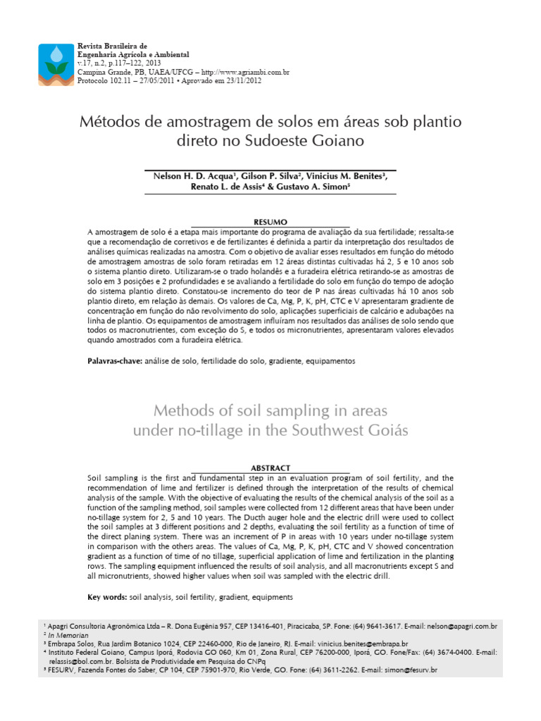 Métodos de Amostragem de Solos em Áreas Sob Plantio | PDF | Solo | Agricultura