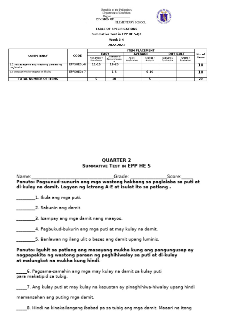 ST2 Epp-He5 Q2 | PDF