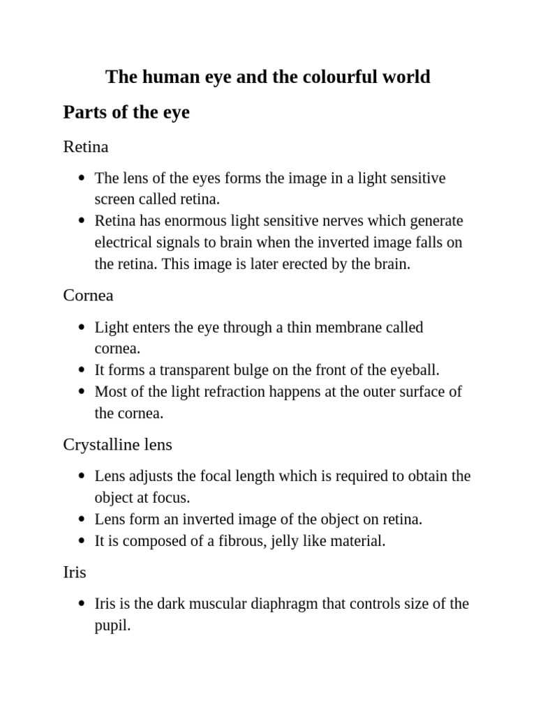 Human Eye and Colorful World Overview | PDF | Eye | Human Eye