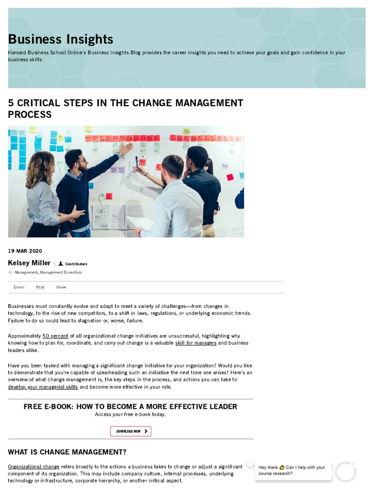 5 Steps in The Change Management Process - HBS Online | PDF | Change ...