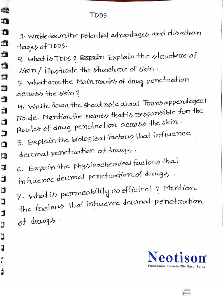 Question Bank (Emulsion, TDDS) | PDF