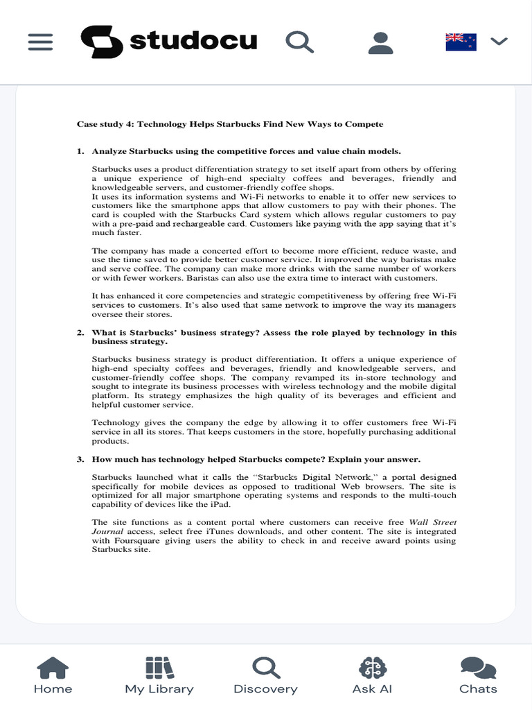 [Solution] Case Study Assignment 4 - Case study 4 Technology Helps Starbucks Find New Ways to ...