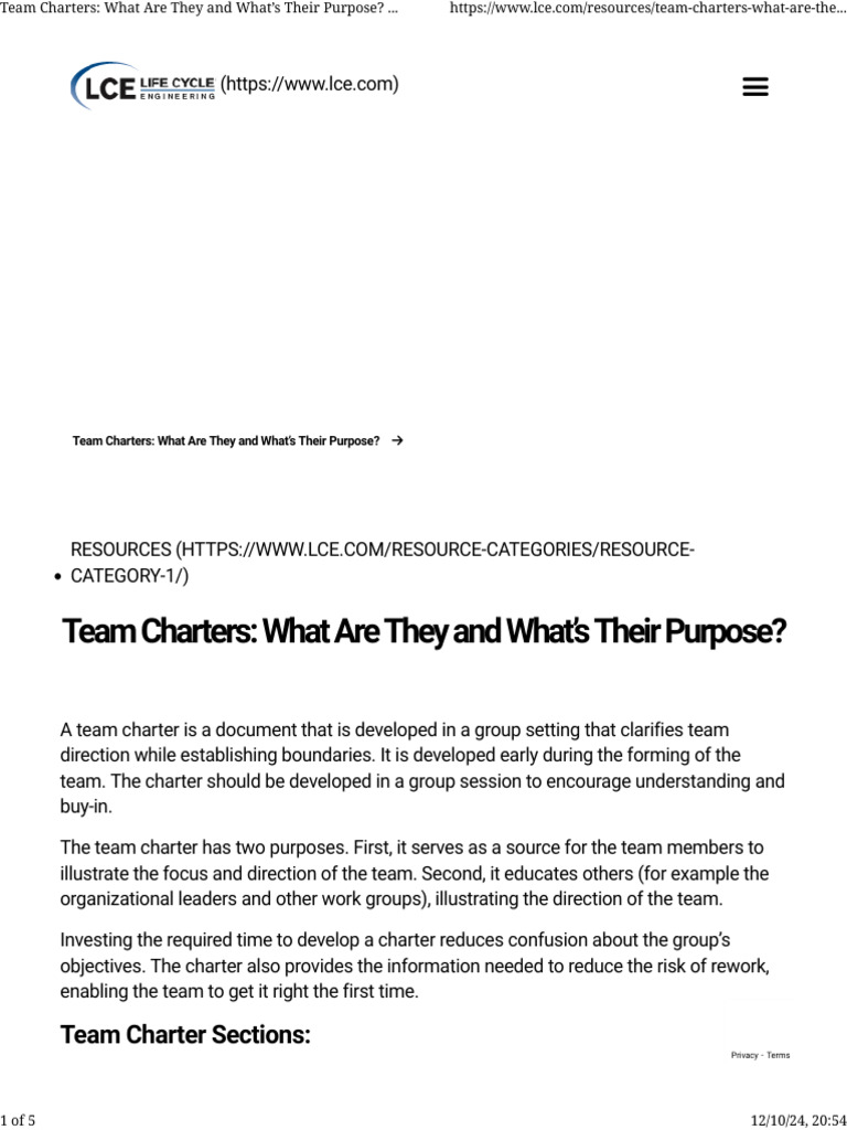 Team Charters___ | PDF | Performance Indicator | Scope (Computer Science)