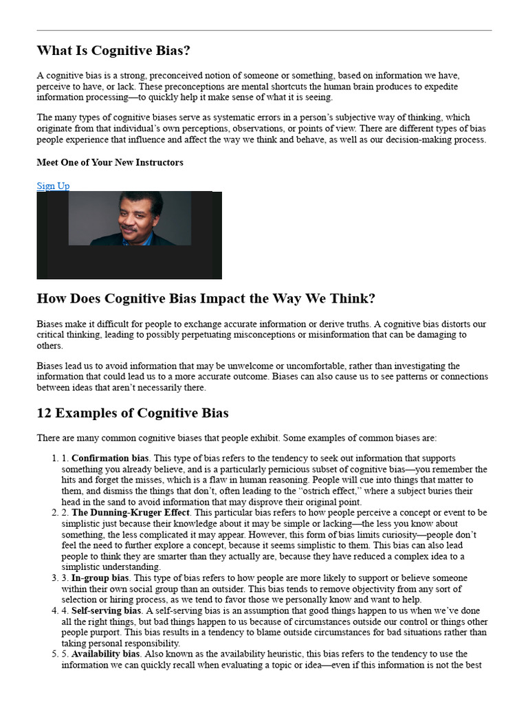 Notes - 12 Examples of Cognitive Bias | PDF | Bias | Fallacy
