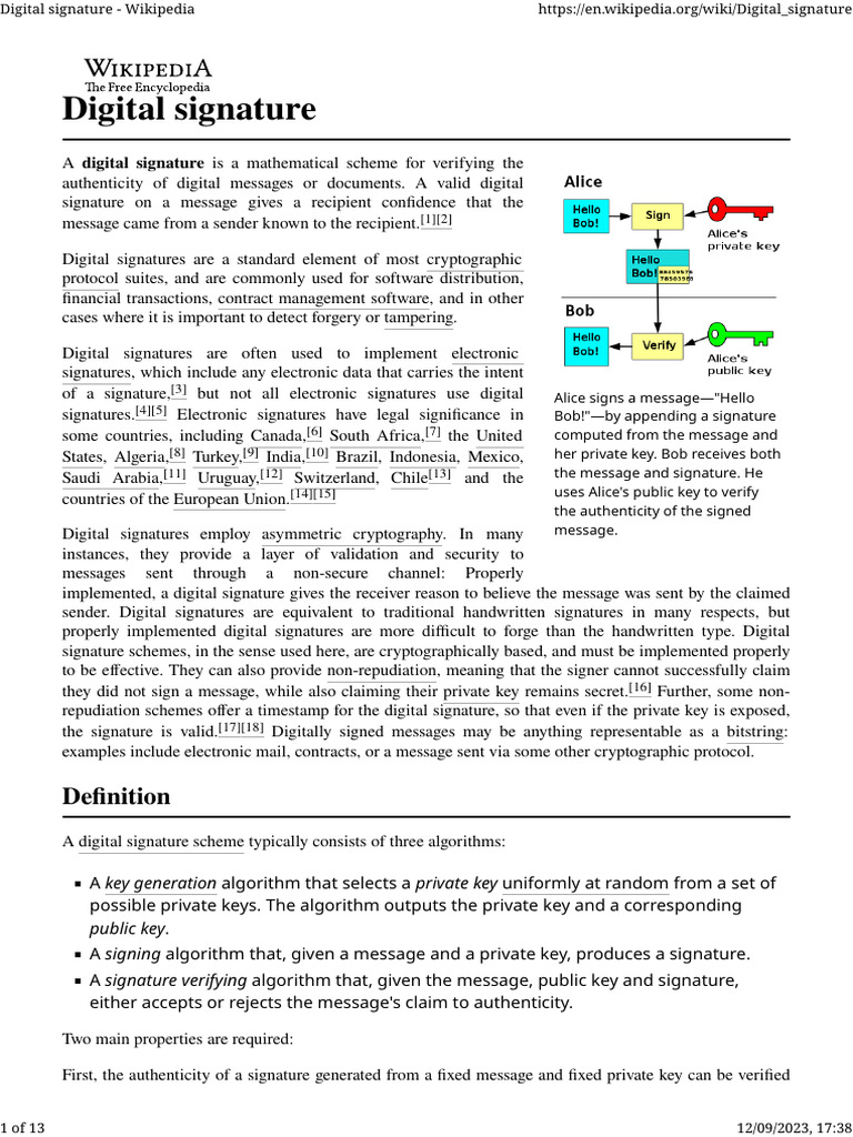 Digital Signature - Wikipedia | PDF | Public Key Cryptography ...