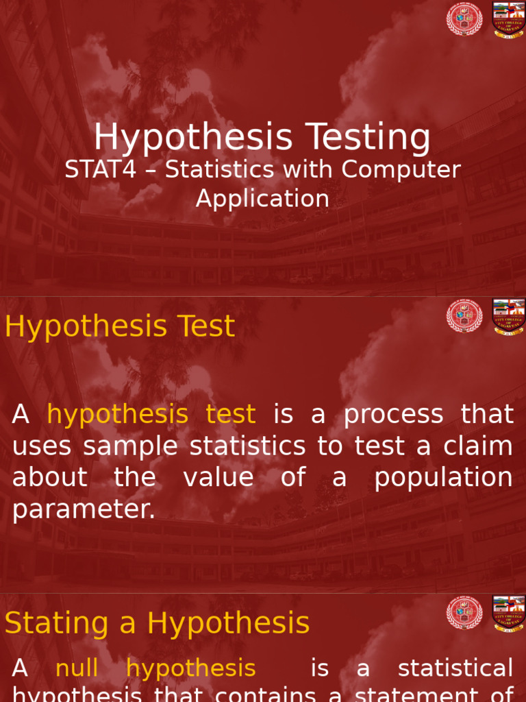 Stat4 Hypothesis Testing Pdf Statistical Hypothesis Testing Type I And Type Ii Errors