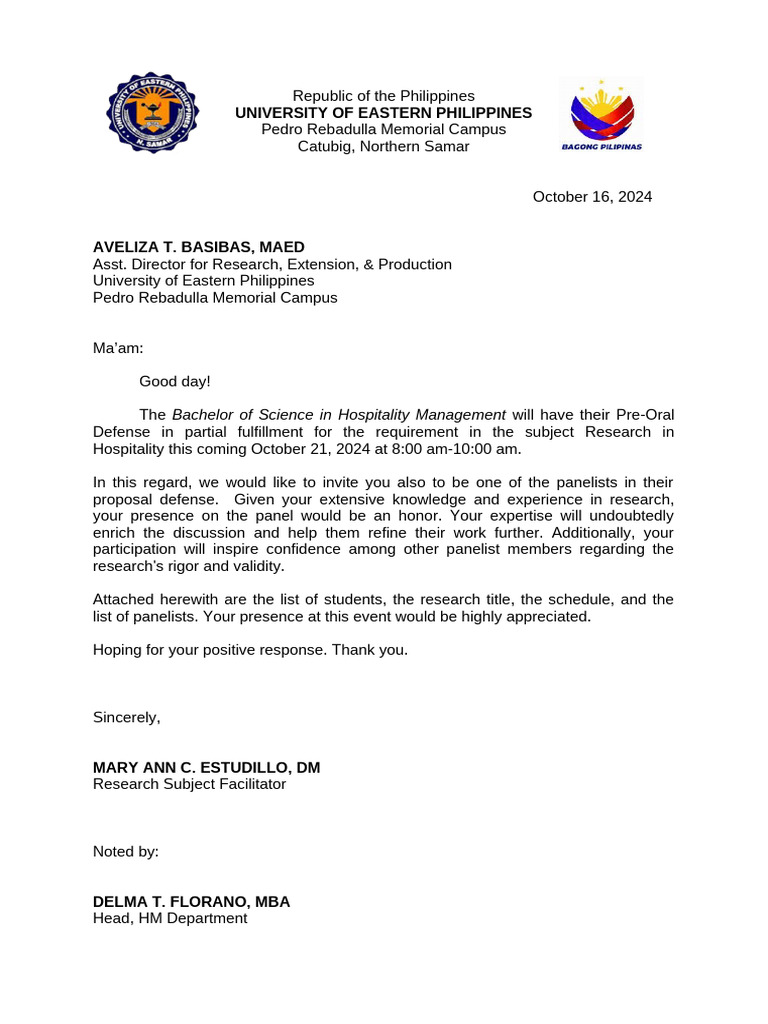 LETTER for Panels | PDF | Inquiry | Science