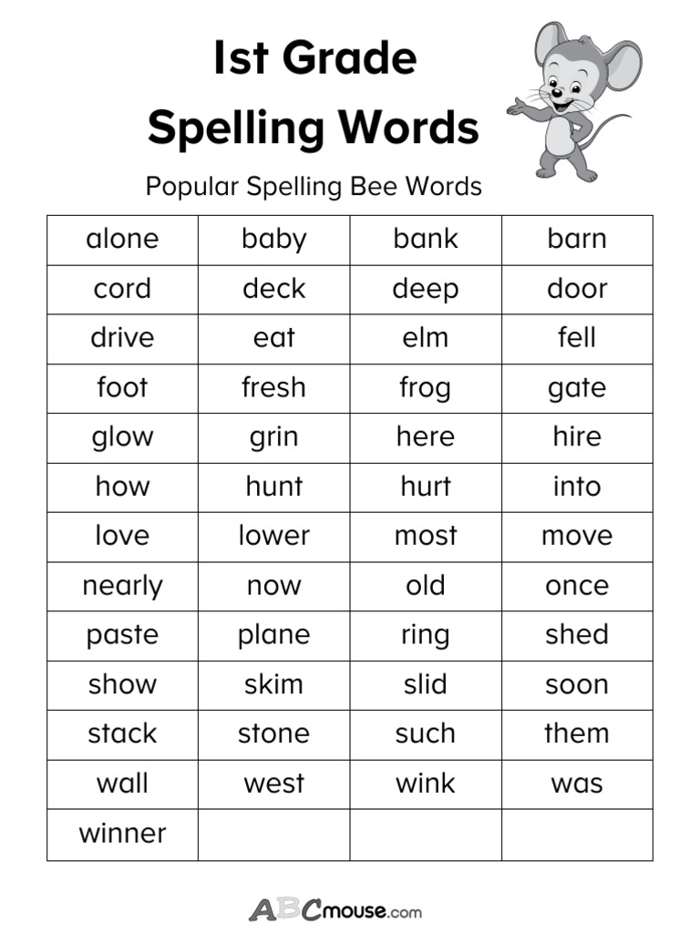 1st Grade Spelling Bee Words | PDF