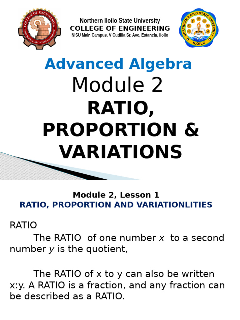 Ratio, Proportion & Variation Guide | PDF | Ratio | Area
