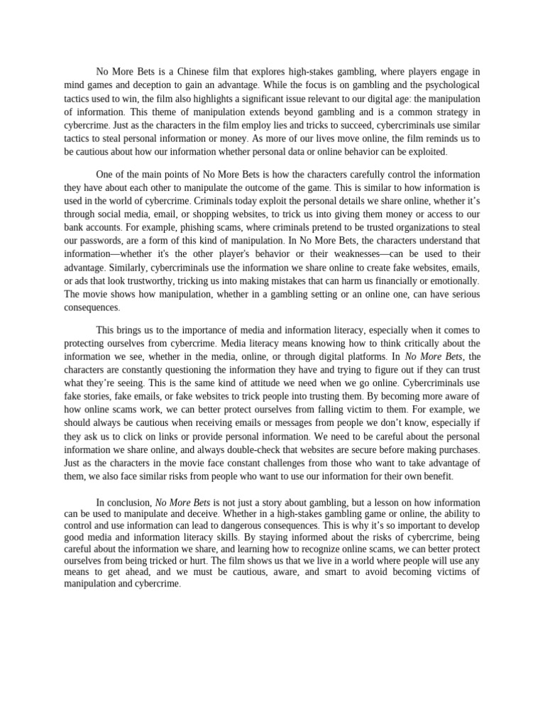 No More Bets Is A Chinese Film That Explores High | PDF | Cybercrime ...
